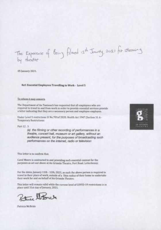 Letter RE Essential employees travelling to work | extraORDINARYwomenNI