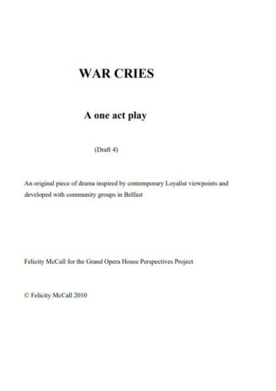 War Cries (script) | extraORDINARYwomenNI