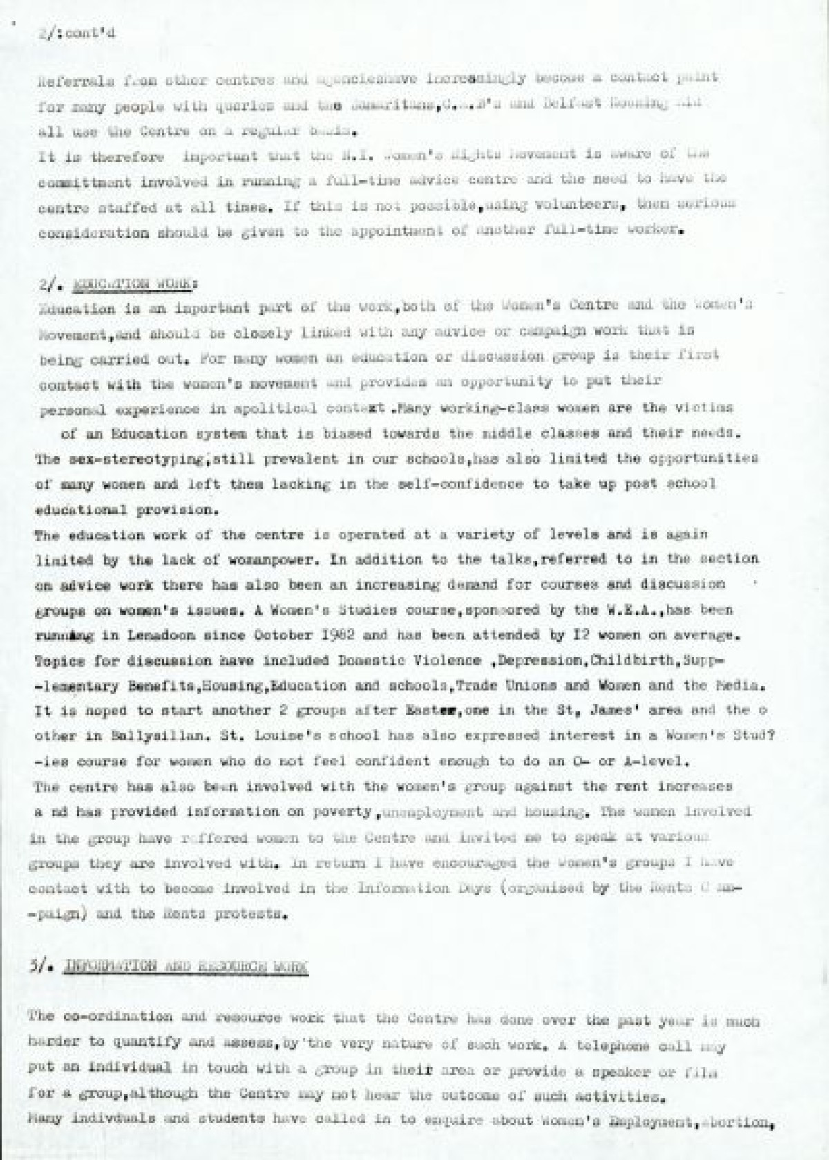 Women's Centre Report, 1982 | extraORDINARYwomenNI