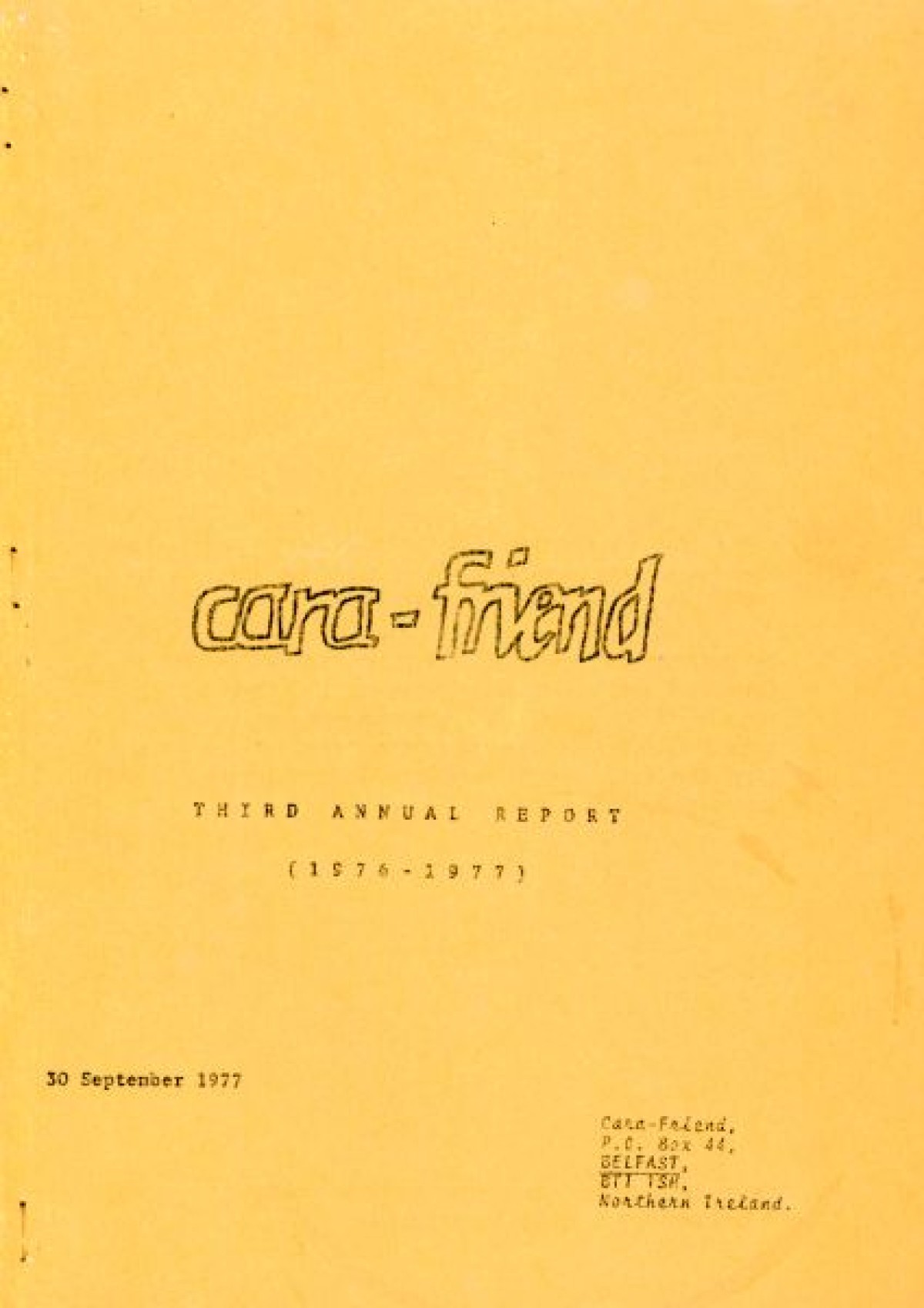 Cara-Friend Third Annual Report, 1976-77 | extraORDINARYwomenNI