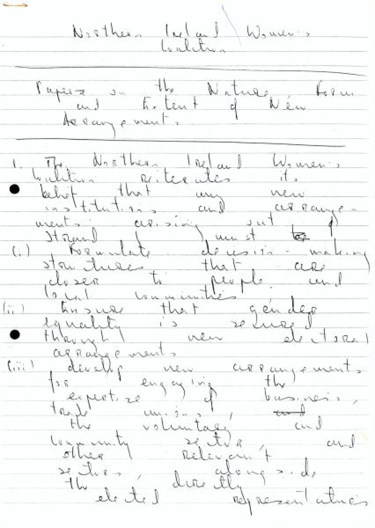 Paper on the nature, form, and extent of new Agreement (handwritten ...
