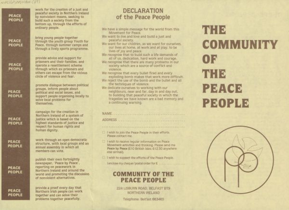The Community of the Peace People (leaflet) | extraORDINARYwomenNI